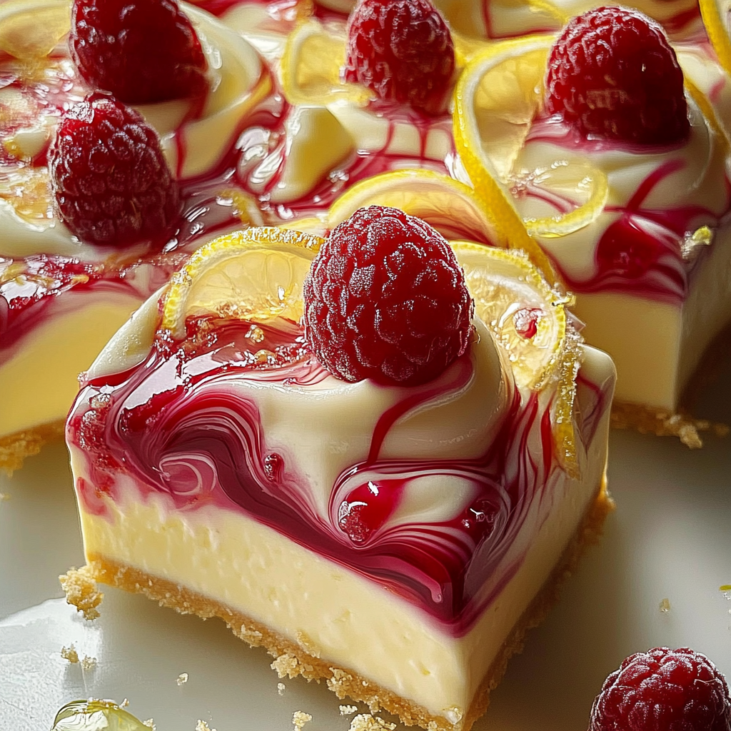 Luscious Lemon Raspberry Swirl Cheesecake