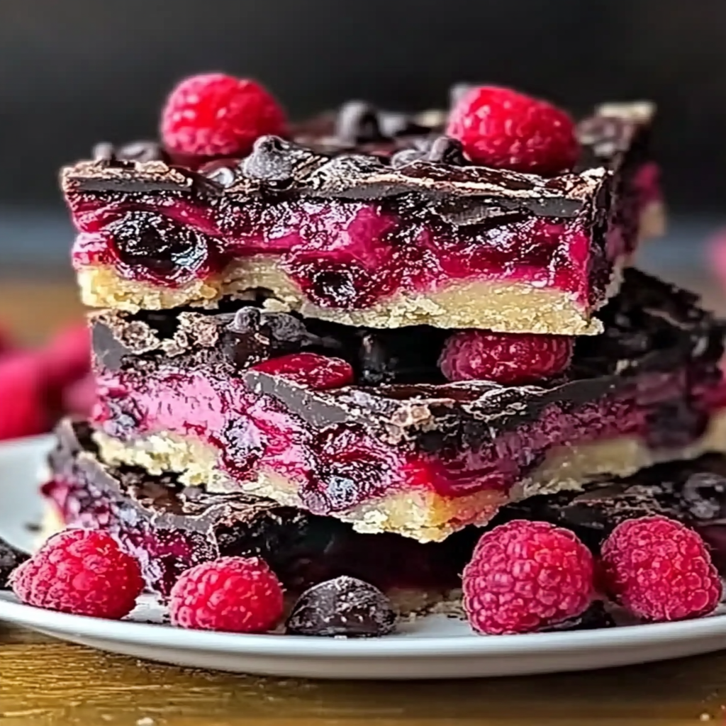 Dark Chocolate Raspberry Pie Bars