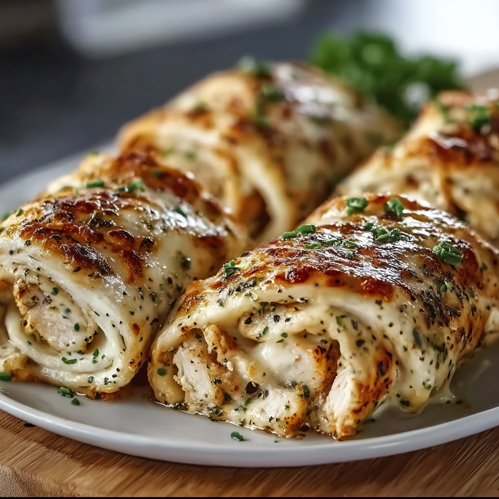 Cheesy Garlic Chicken Rolls