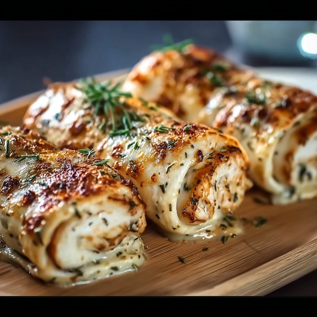 Cheesy Garlic Chicken Rolls