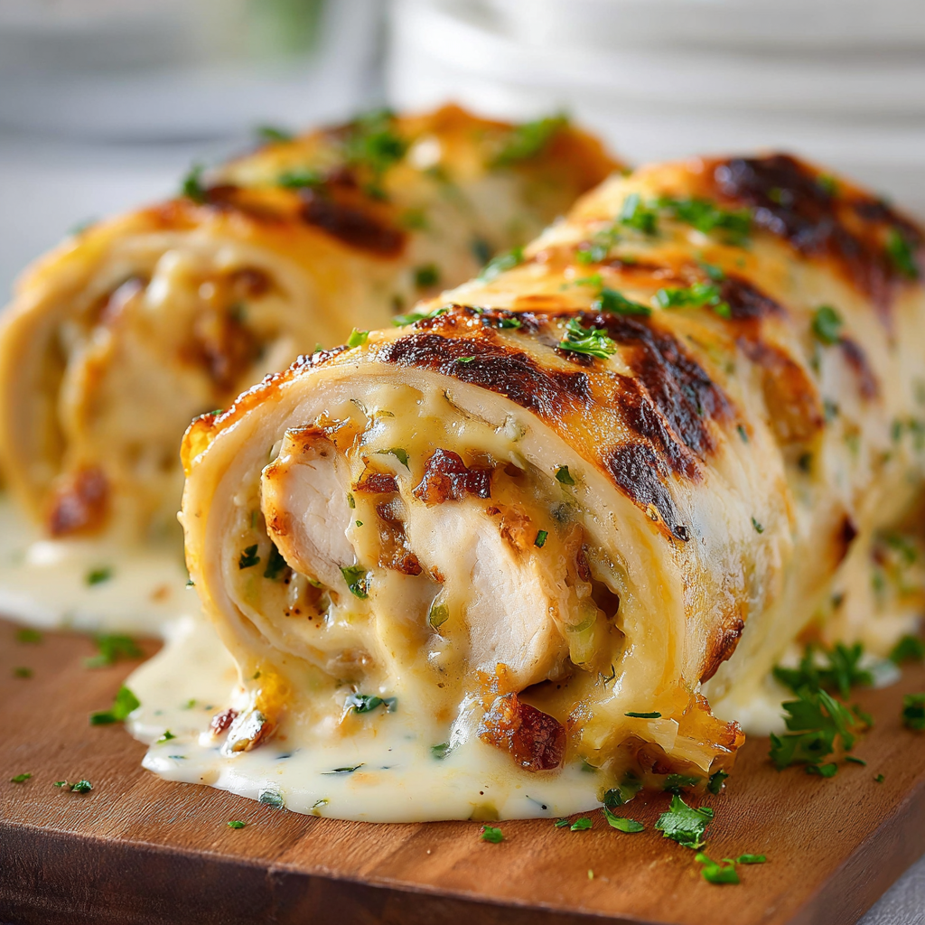 Cheesy Garlic Chicken Rolls