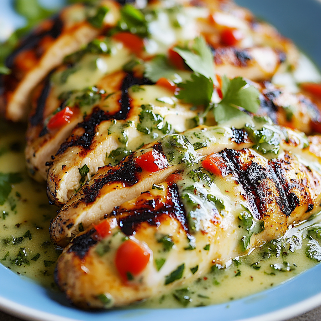 Grilled Salsa Verde Pepper Jack Chicken