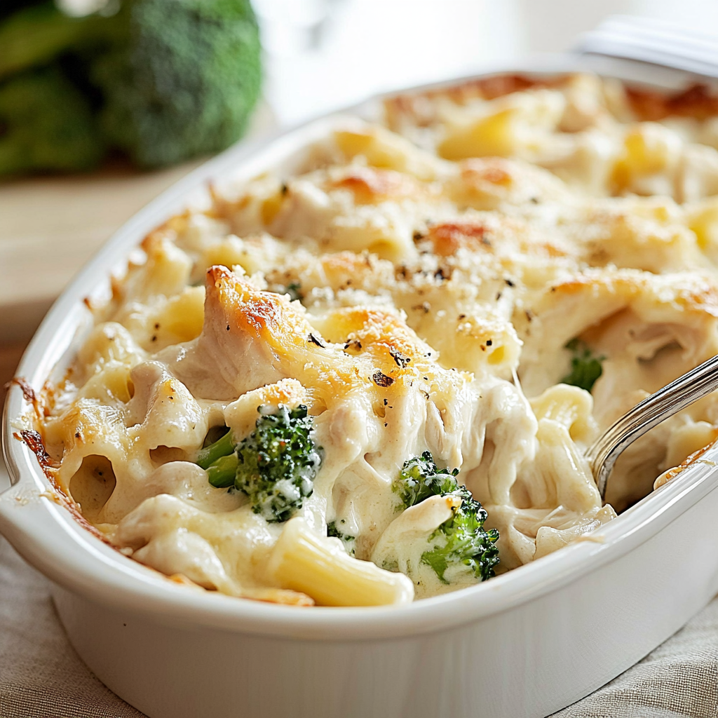 Chicken and Broccoli Baked Alfredo
