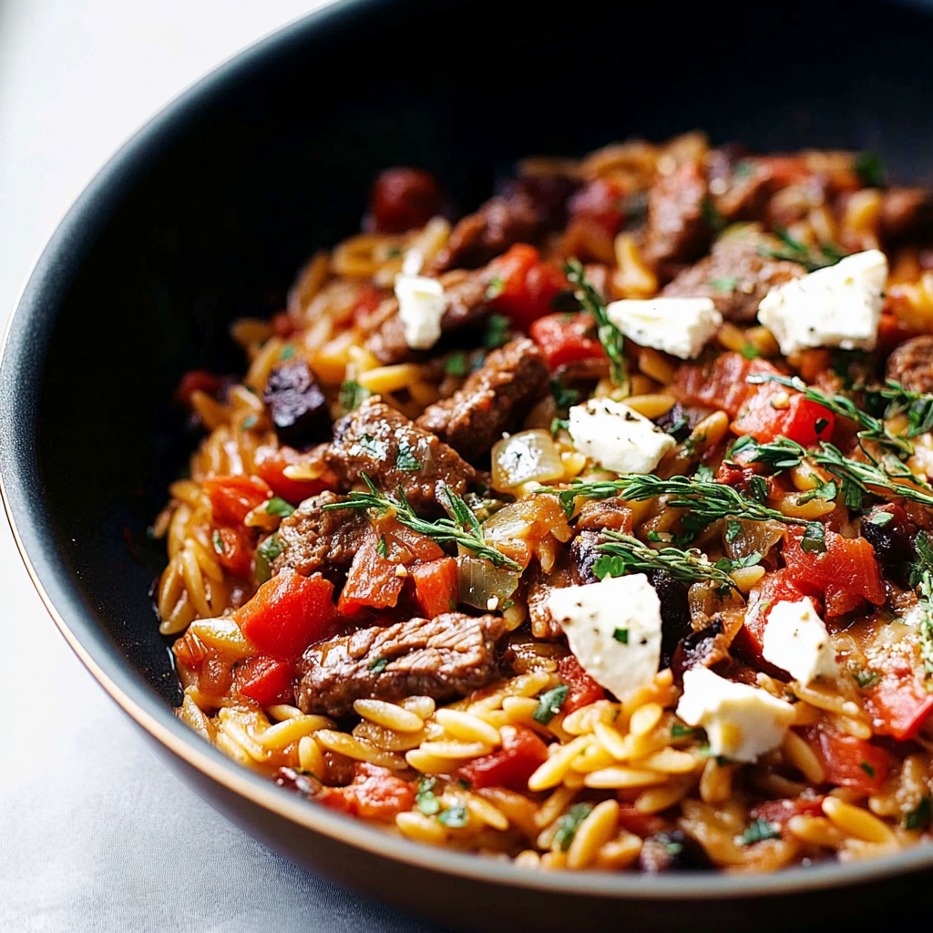 Greek Beef Orzo Pasta