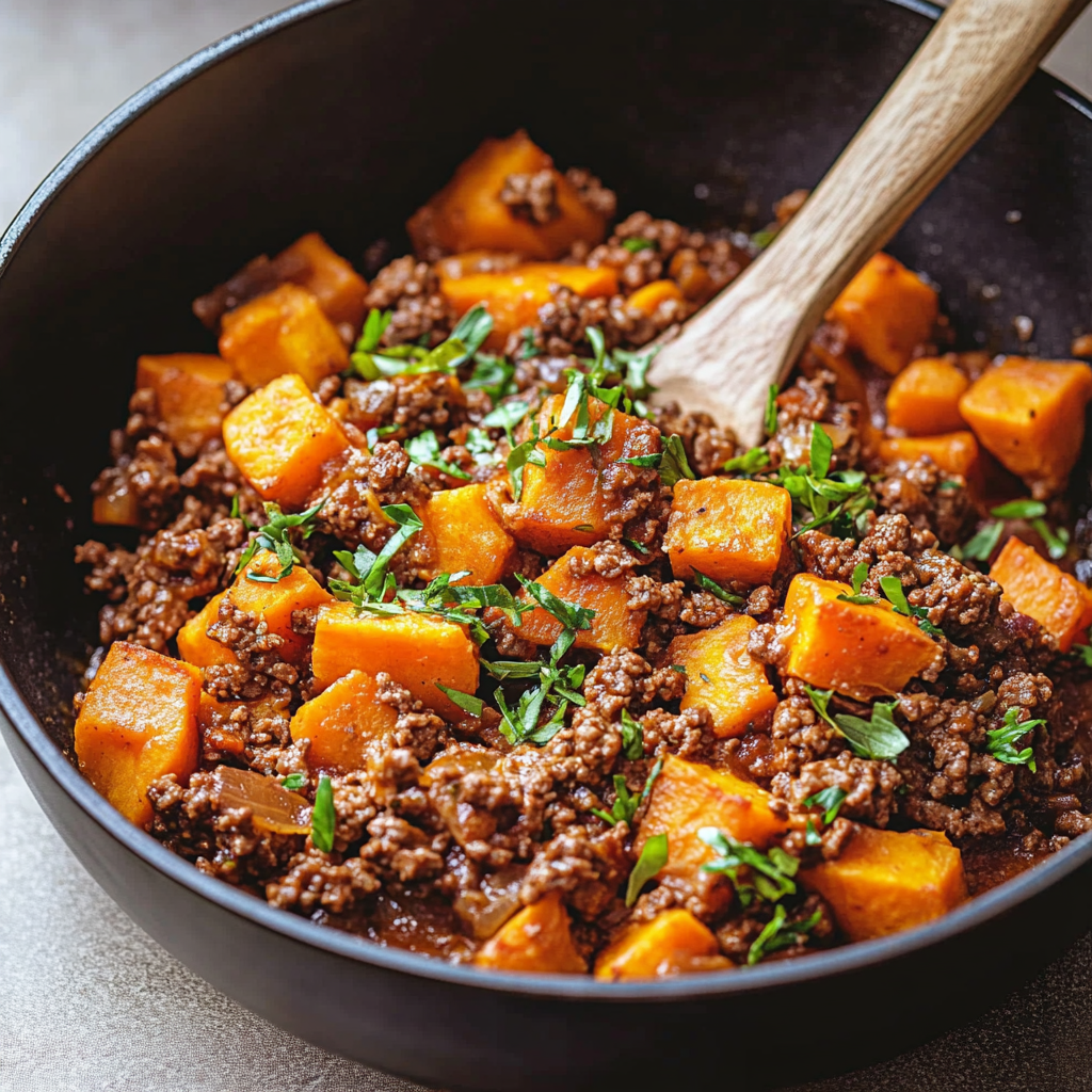 Ground Beef and Sweet Potato Skillet